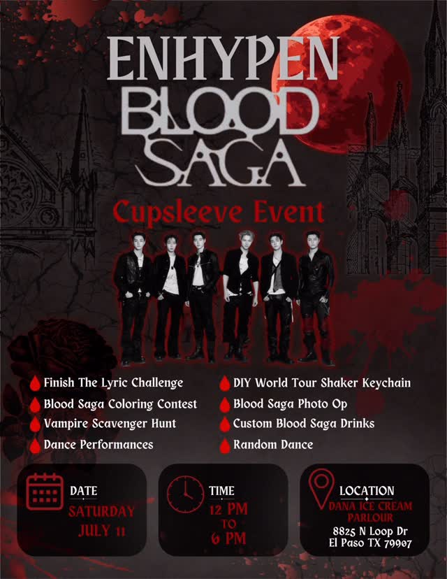 ENHYPEN BLOOD SAGA WORLD TOUR CUPSLEEVE EVENT – El Paso, July 11, 2026 ...